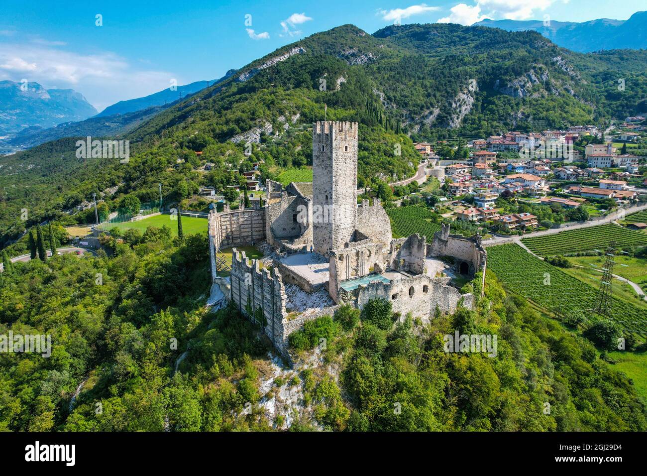 Mavic Air 2S drone ariel photographs of the Castillo di Drena, Drena ...