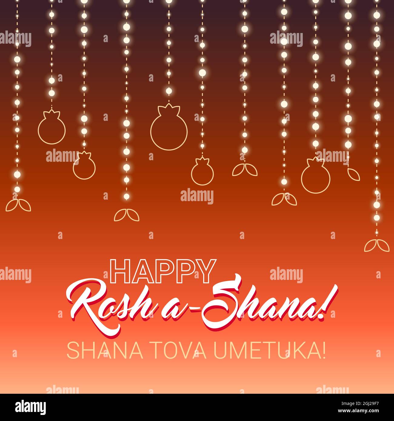 Rosh hashana card - Jewish New Year. Greeting text Shana tova on Hebrew ...