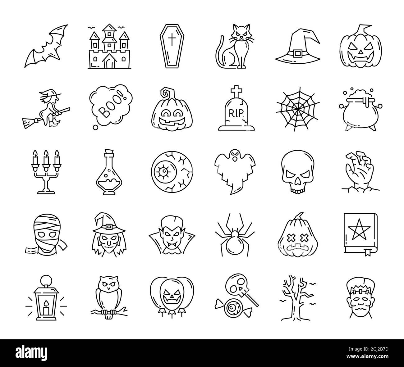 Halloween ghost, pumpkin and witch, spider web and scary characters ...