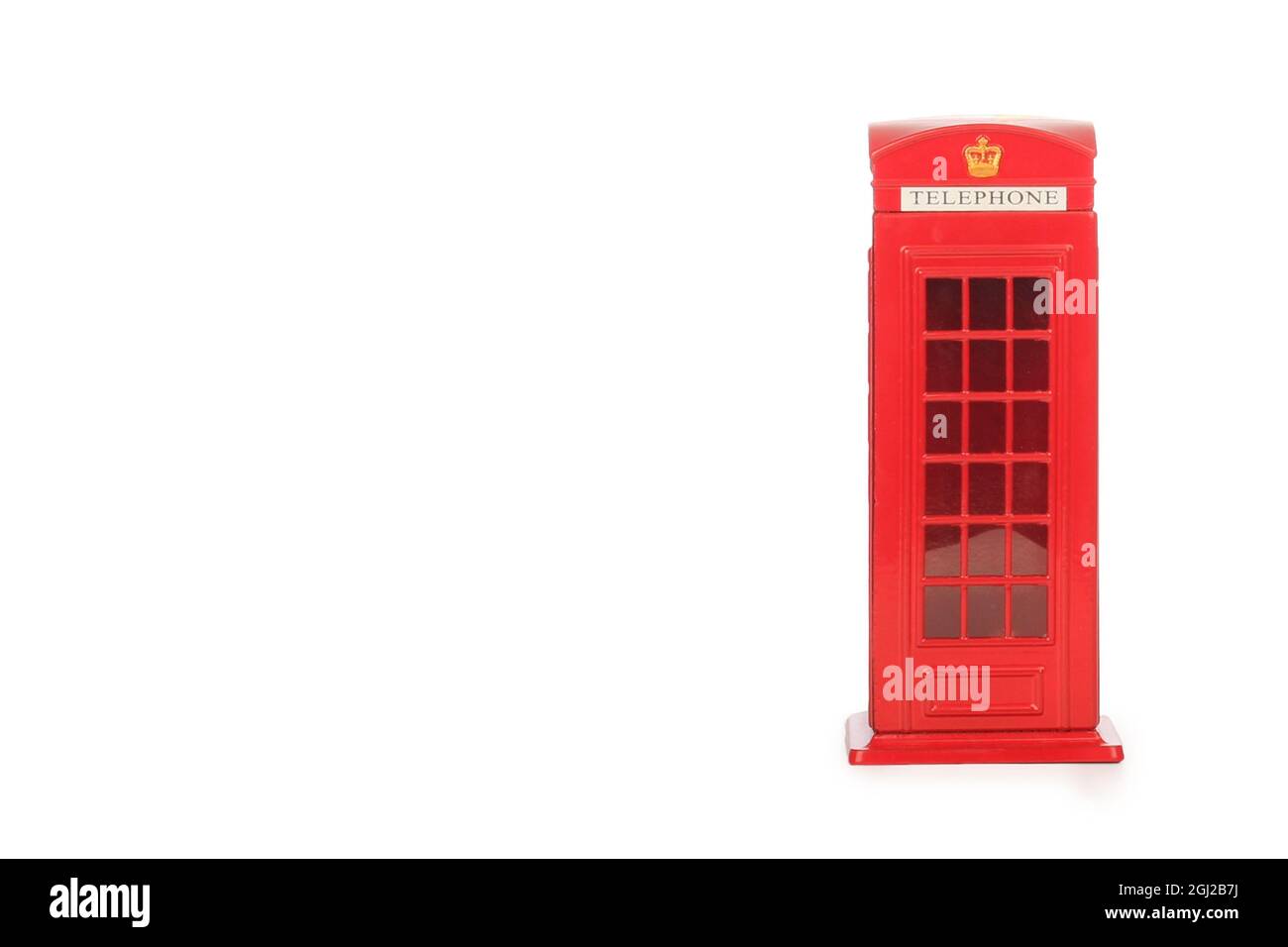 Miniature British telephone cabin isolated on a white background Stock ...