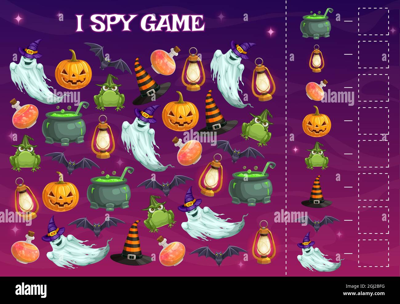 I spy kids game with Halloween characters, vector educational puzzle ...