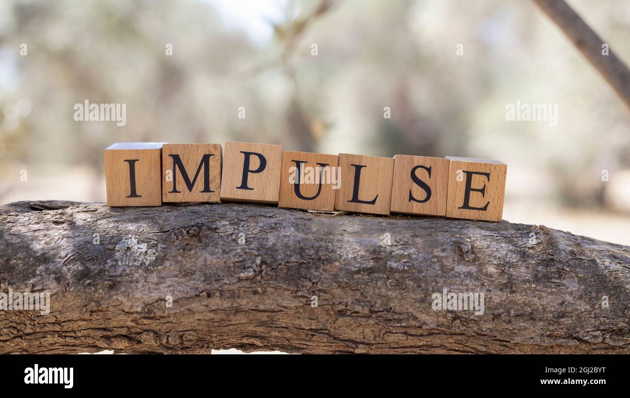 The word impulse was created from wooden cubes Stock Photo - Alamy