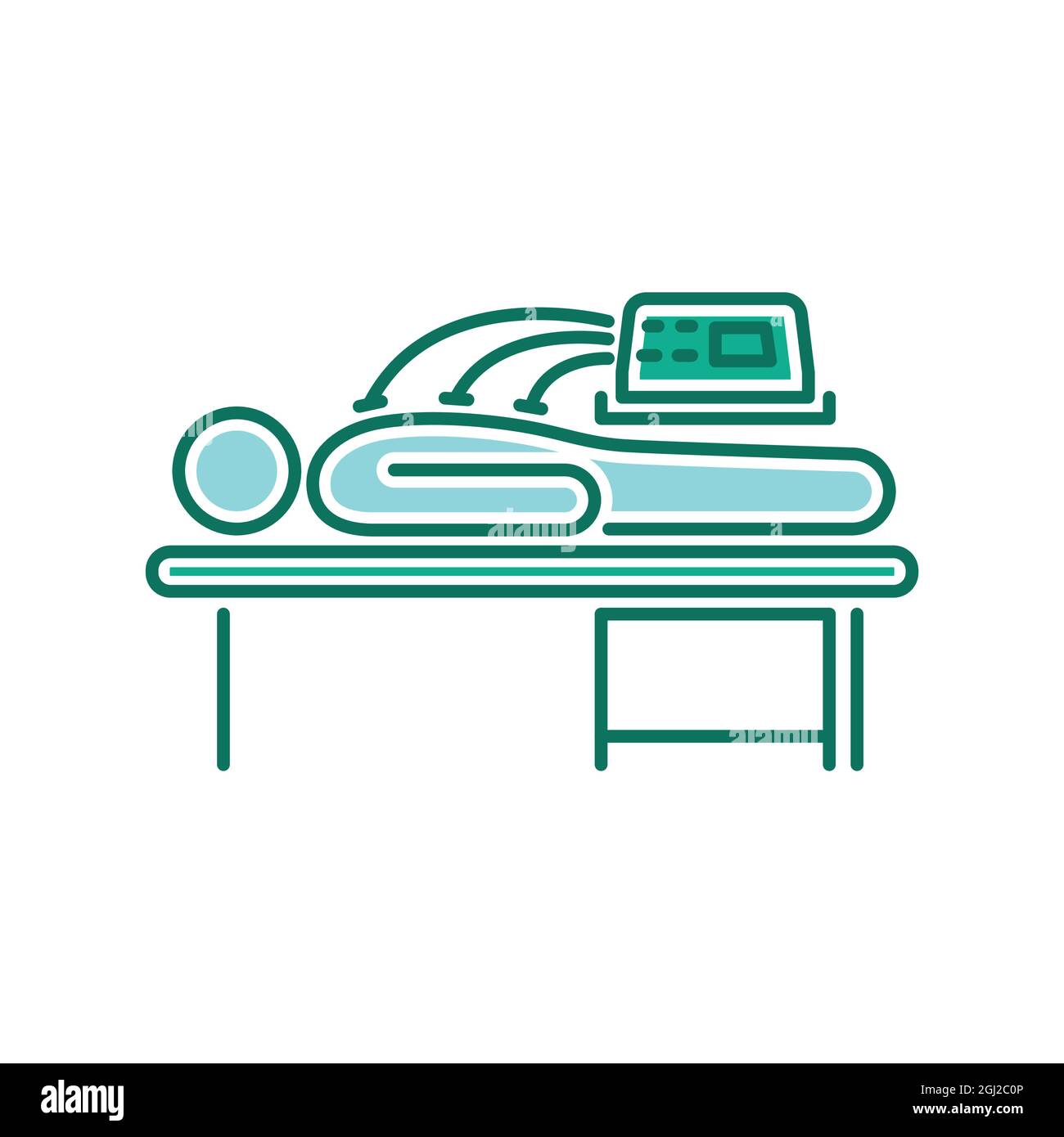 Electrotherapy line color icon. Physiotherapy, acupuncture, rehabilitation. Isolated vector ...