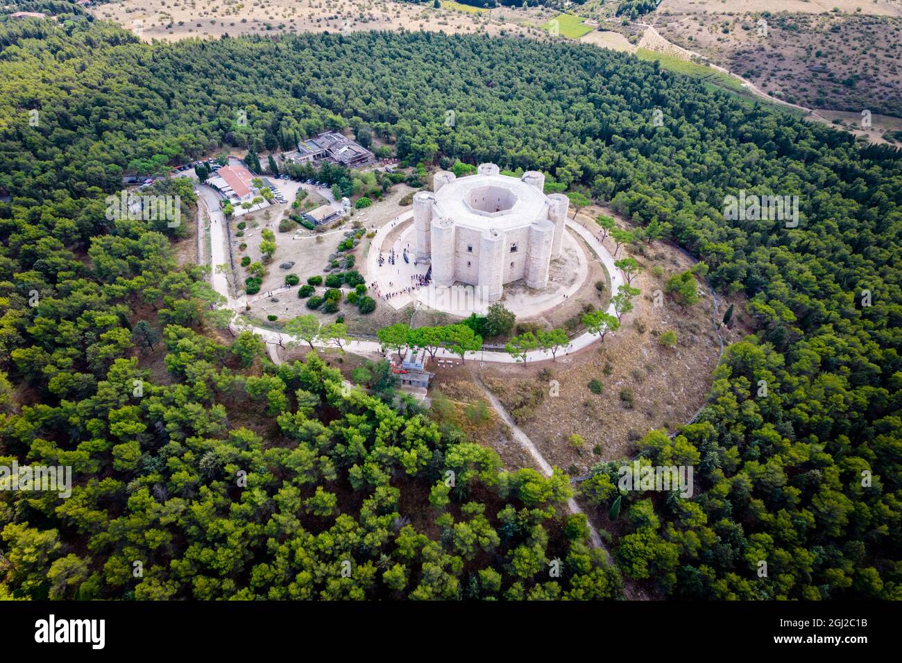 Castel del Monte aerial view, unesco heritage from above, Apulia Stock ...