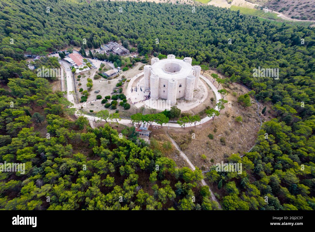 Castel del Monte aerial view, unesco heritage from above, Apulia Stock ...