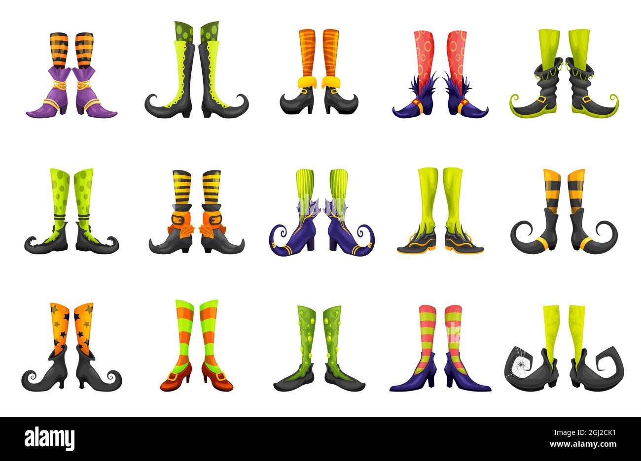 Cartoon legs of fairy witch sorceress or elf and enchantress, vector ...