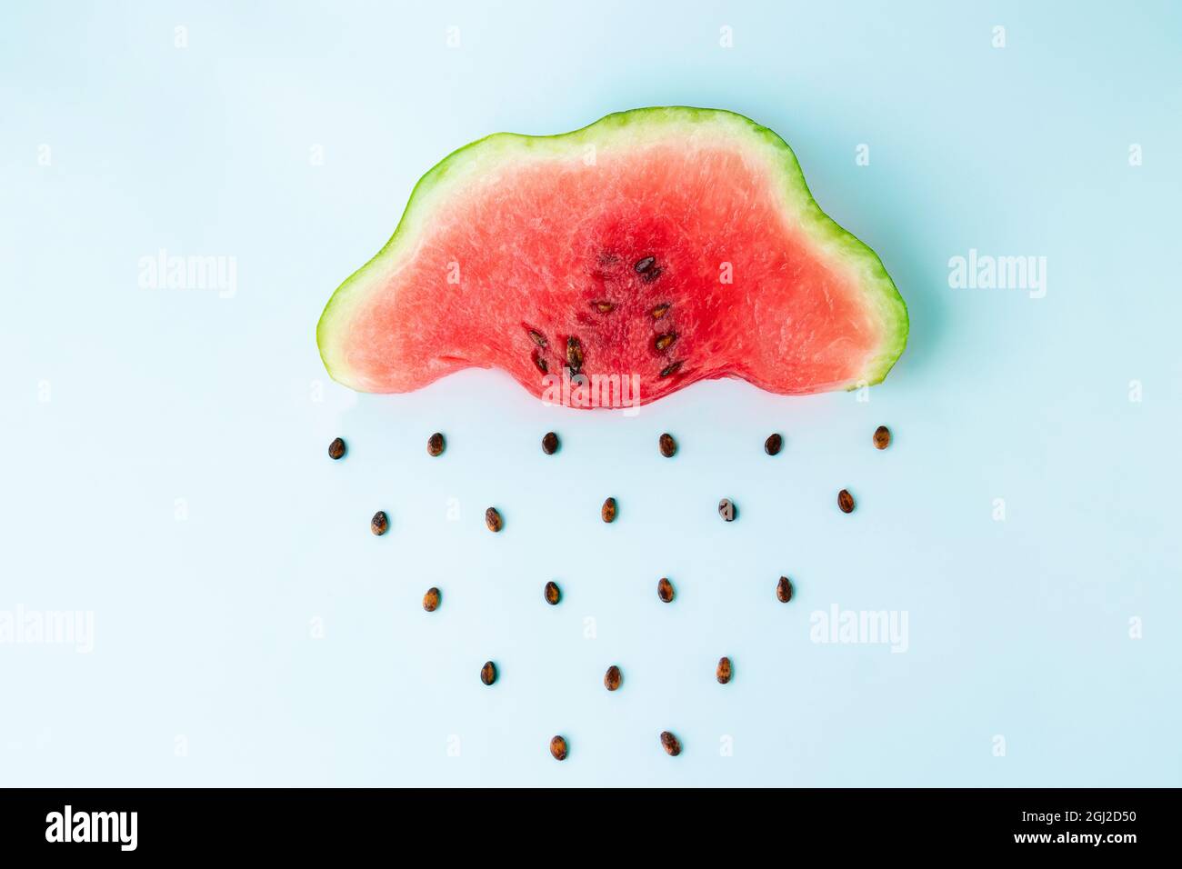 watermelon rain, slice of watermelon in the shape of a cloud with seeds ...