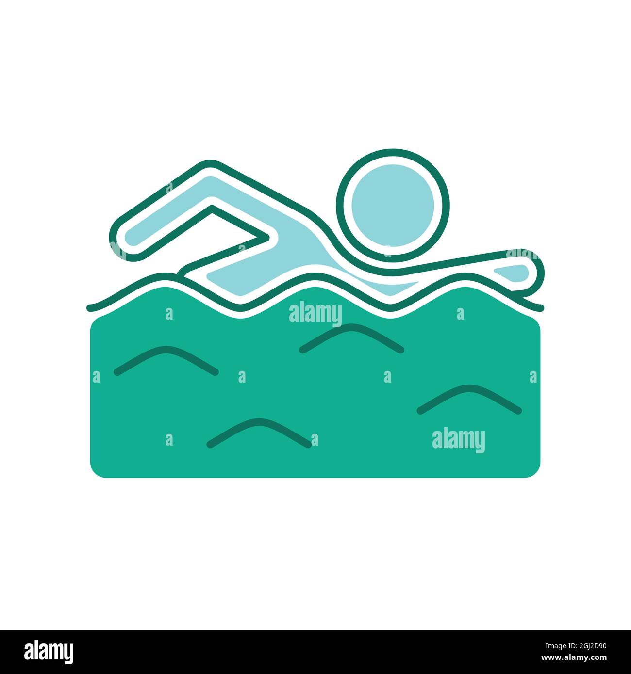Swimming man line color icon. Water swim sport concept. Isolated vector ...