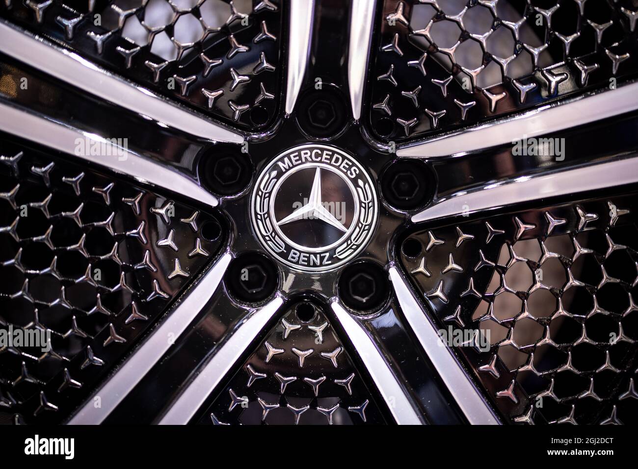 Munich, Germany. 08th Sep, 2021. The Mercedes Benz logo, the Mercedes ...
