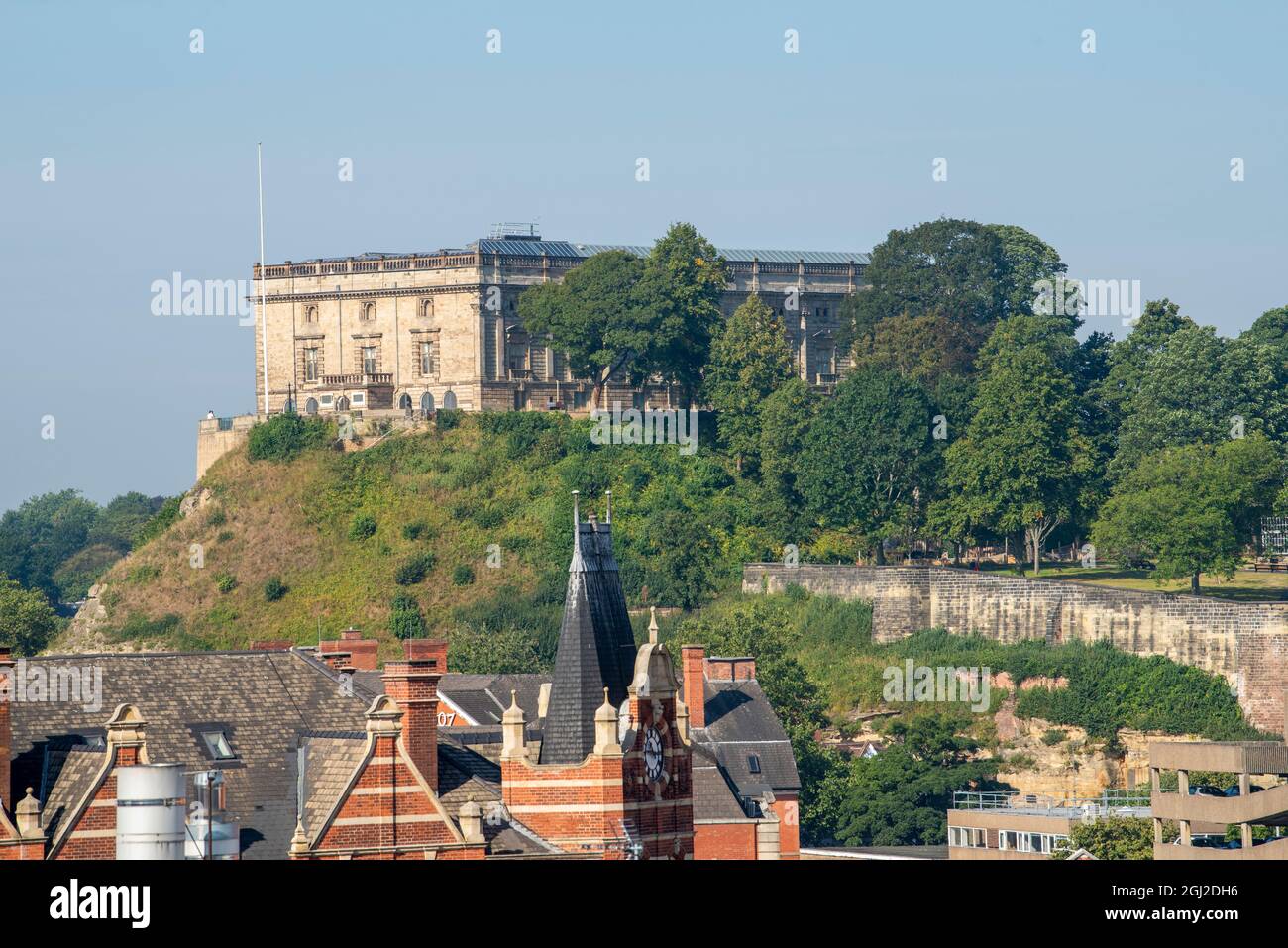 Nottingham Castle, viewed from the roof of Loxley House in Nottingham ...