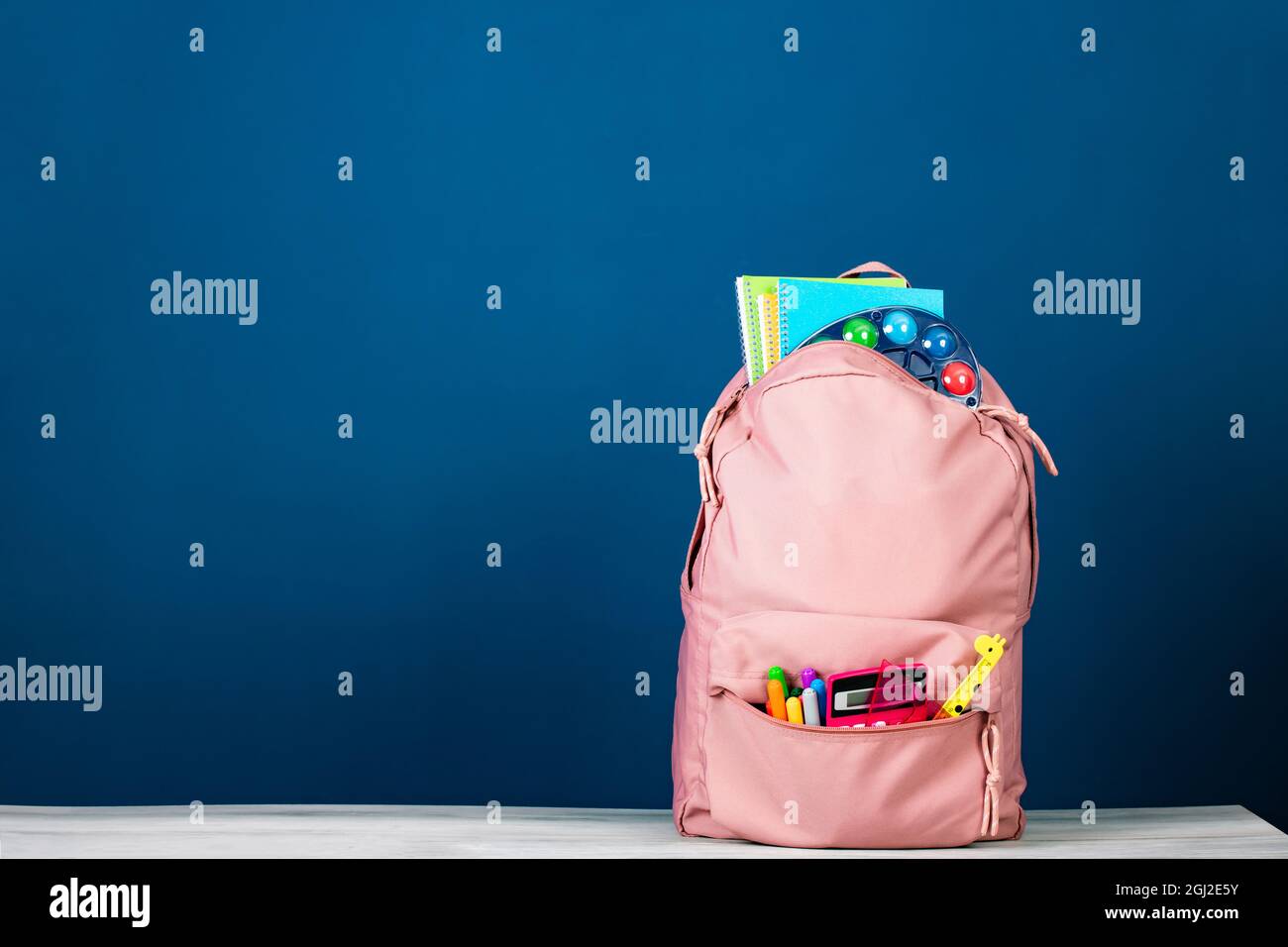 Back to school concept. Backpack with school supplies Stock Photo - Alamy