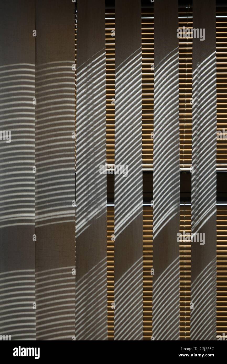 Open and closed window blinds with horizontal and vertical shadows ...