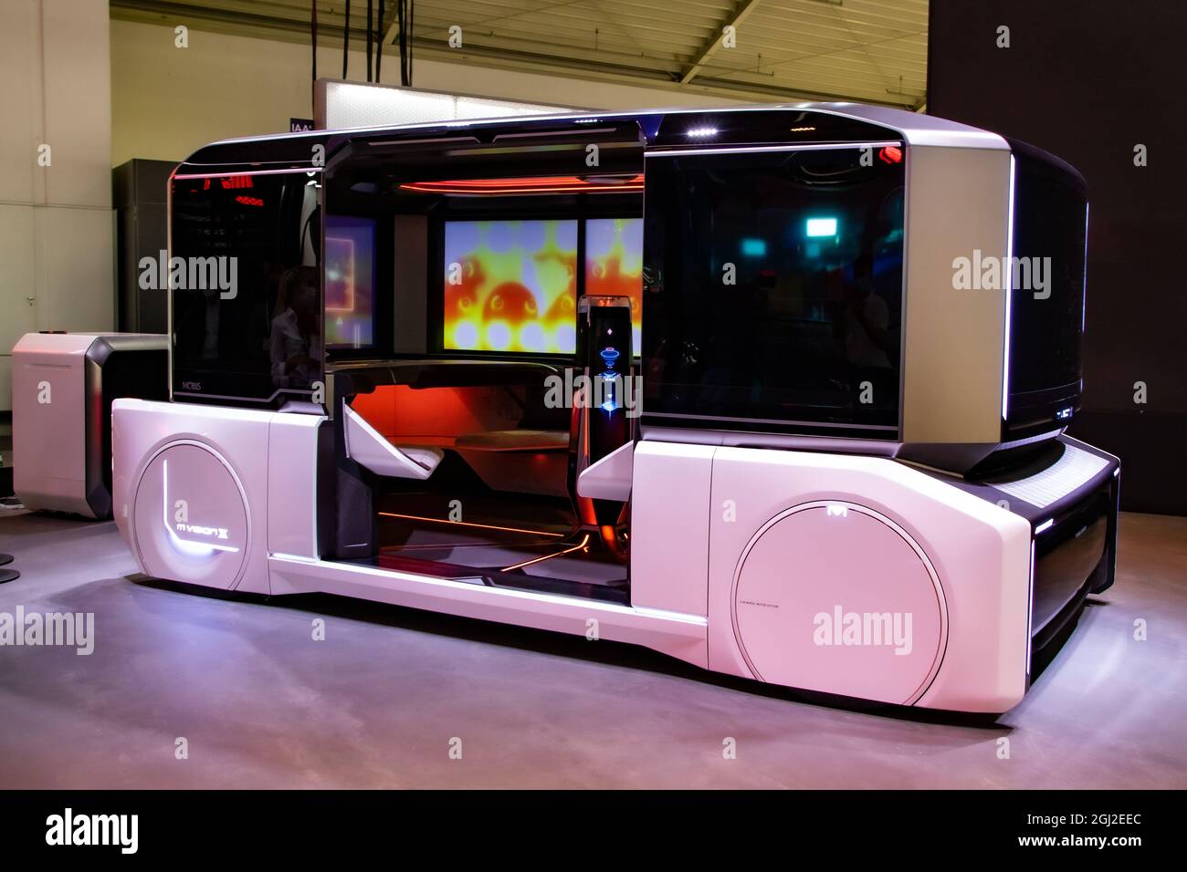 Hyundai Mobis M.Vision X, an AI-included concept autonomous car, showcased at the IAA Mobility ...