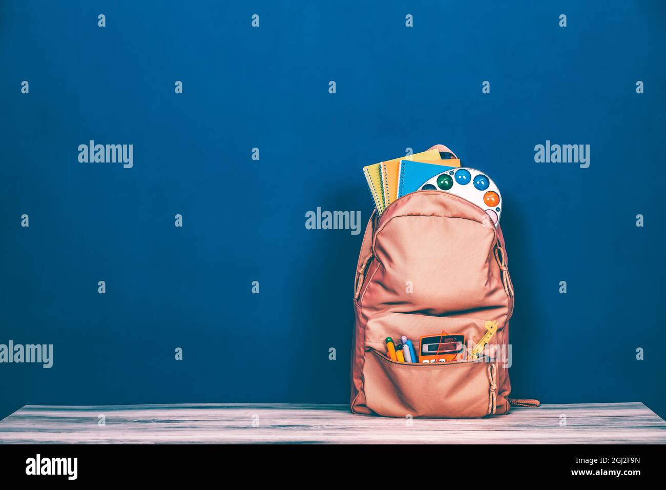 Back to school concept. Backpack with school supplies Stock Photo - Alamy