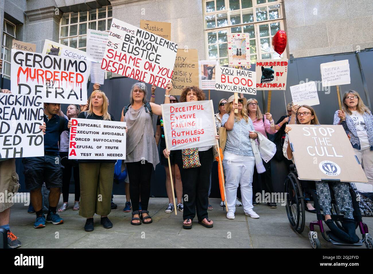 Members of the Justice for Geronimo and Stop Badger Cull campaigns hold ...