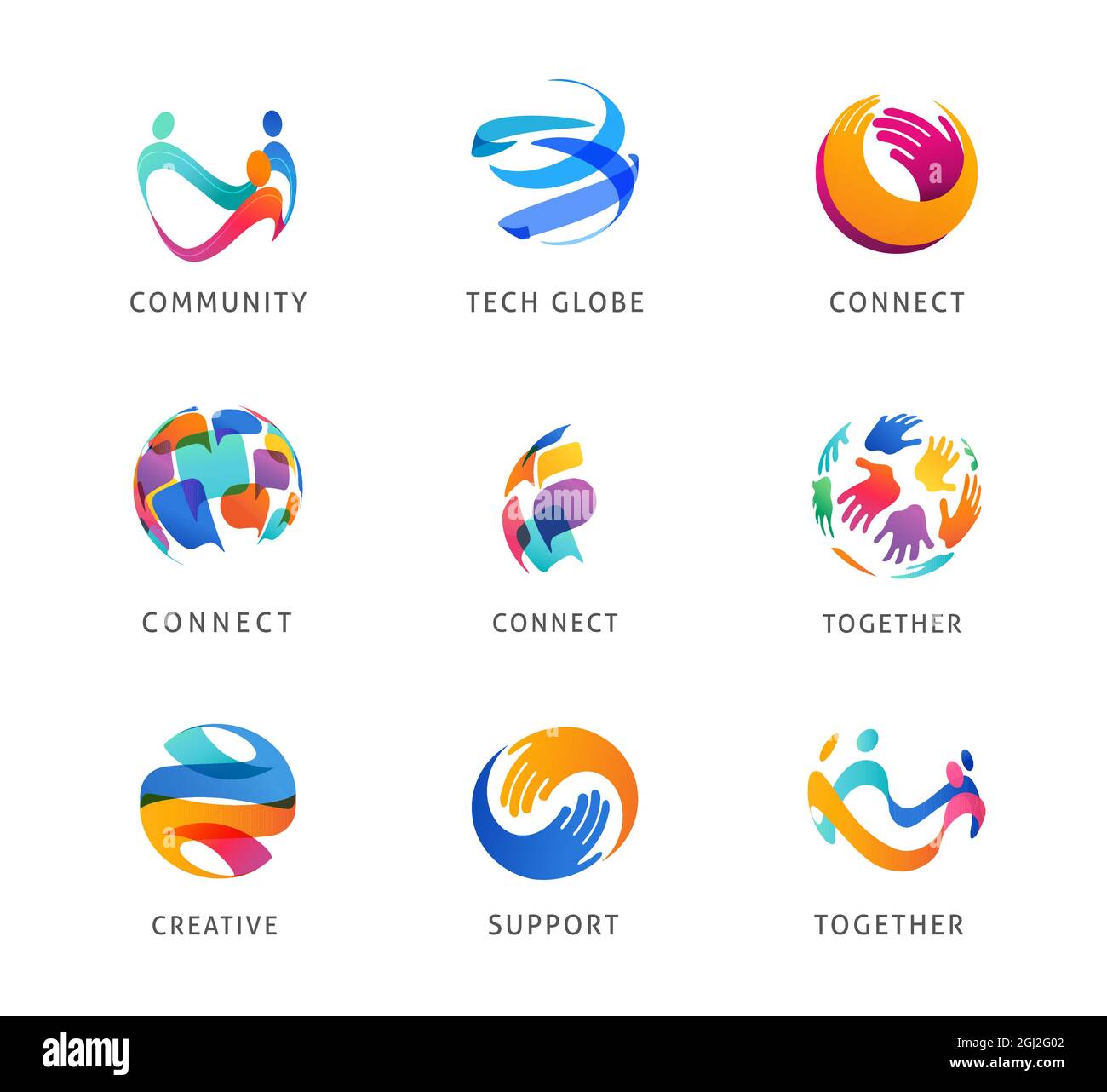 Logo set, creative, technology, biotechnology, tech icons concept ...