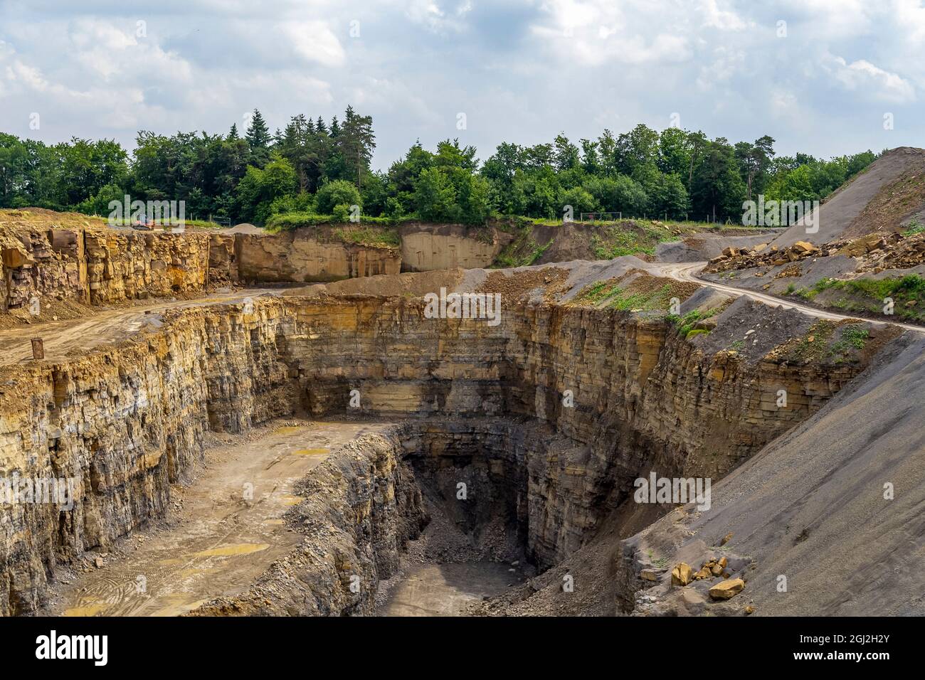 Stone quarry in Southern Germany at summer time in sunny ambiance Stock ...