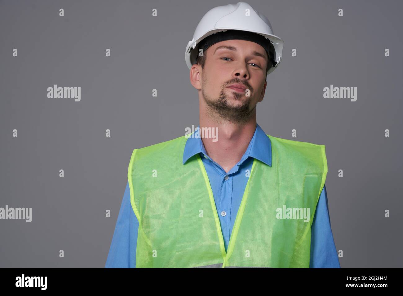 male builders Professional Job isolated background Stock Photo - Alamy