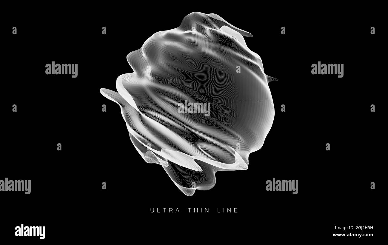 Distorted line spheres. Vector thin line glitch geometry Stock Vector ...