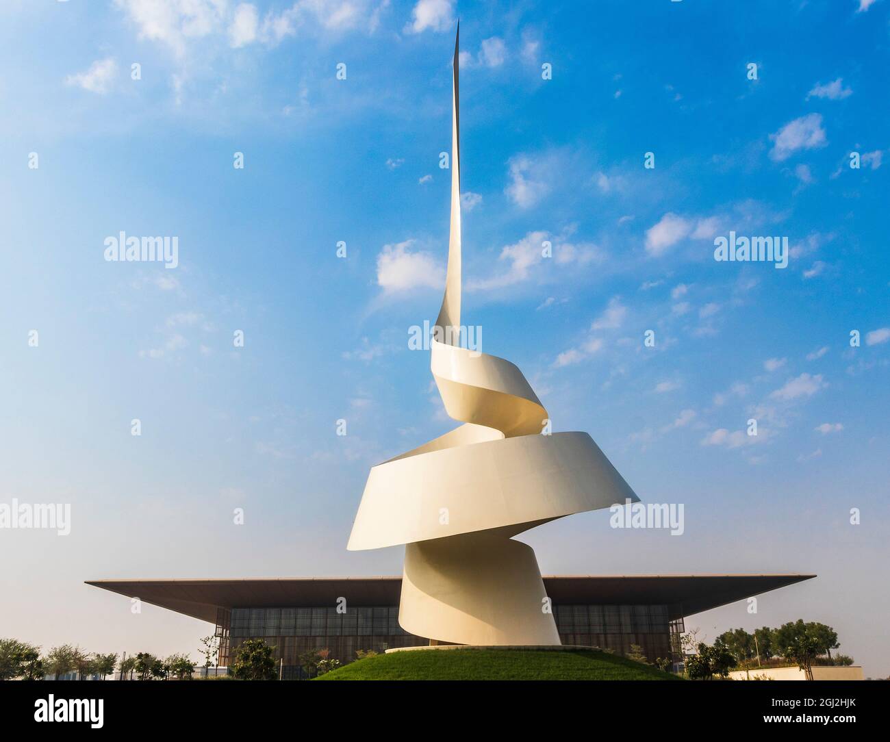 Sharjah, UAE - 09.07.2021 - Monument known as The Scroll that placed ...