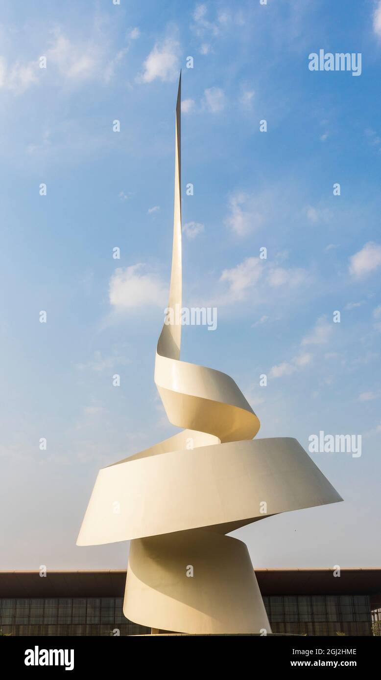 Sharjah, UAE - 09.07.2021 - Monument known as The Scroll that placed ...