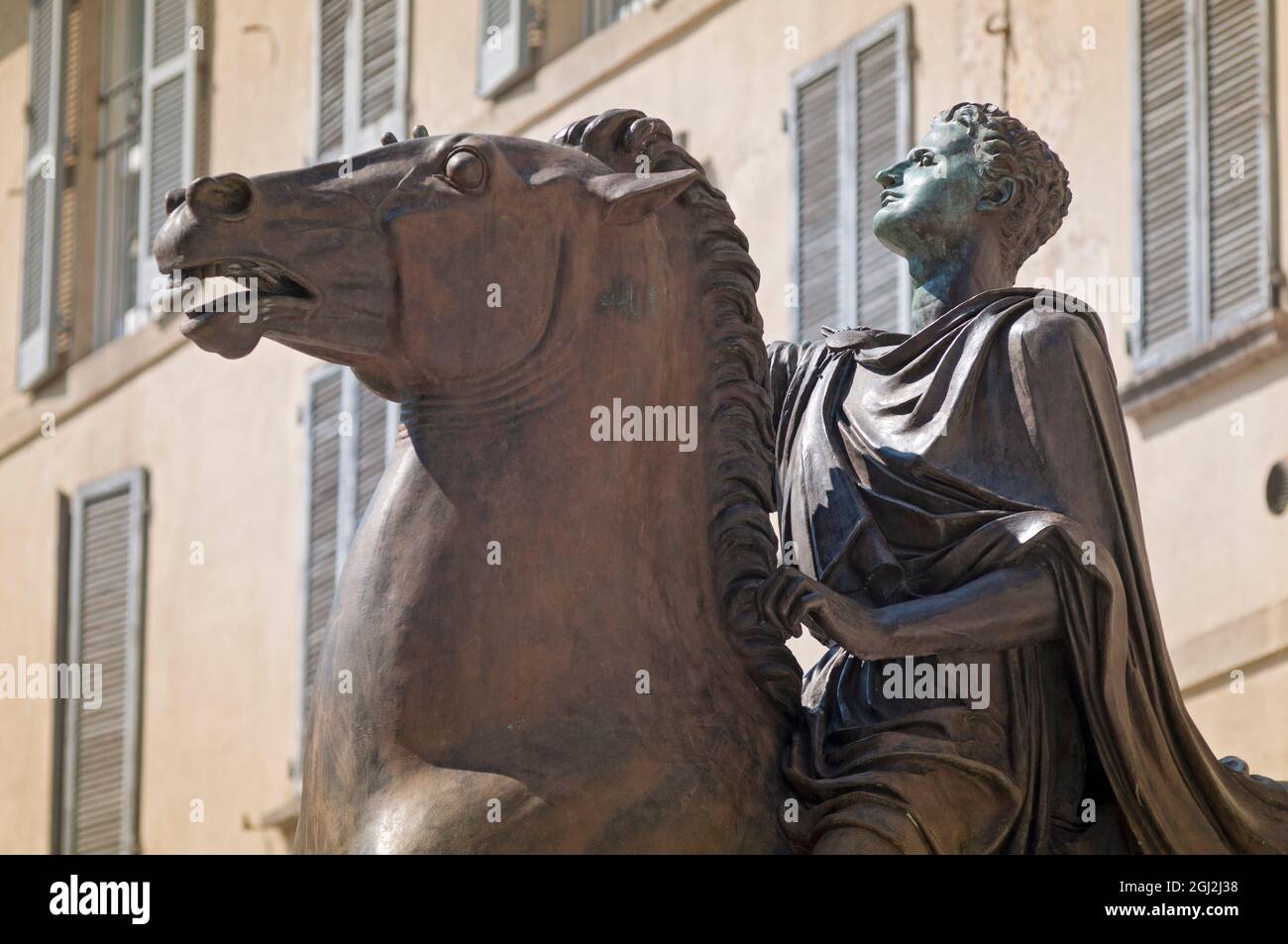 Italy, Lombardy, Pavia, Piazza del Duomo Square, Equestrian Bronze ...