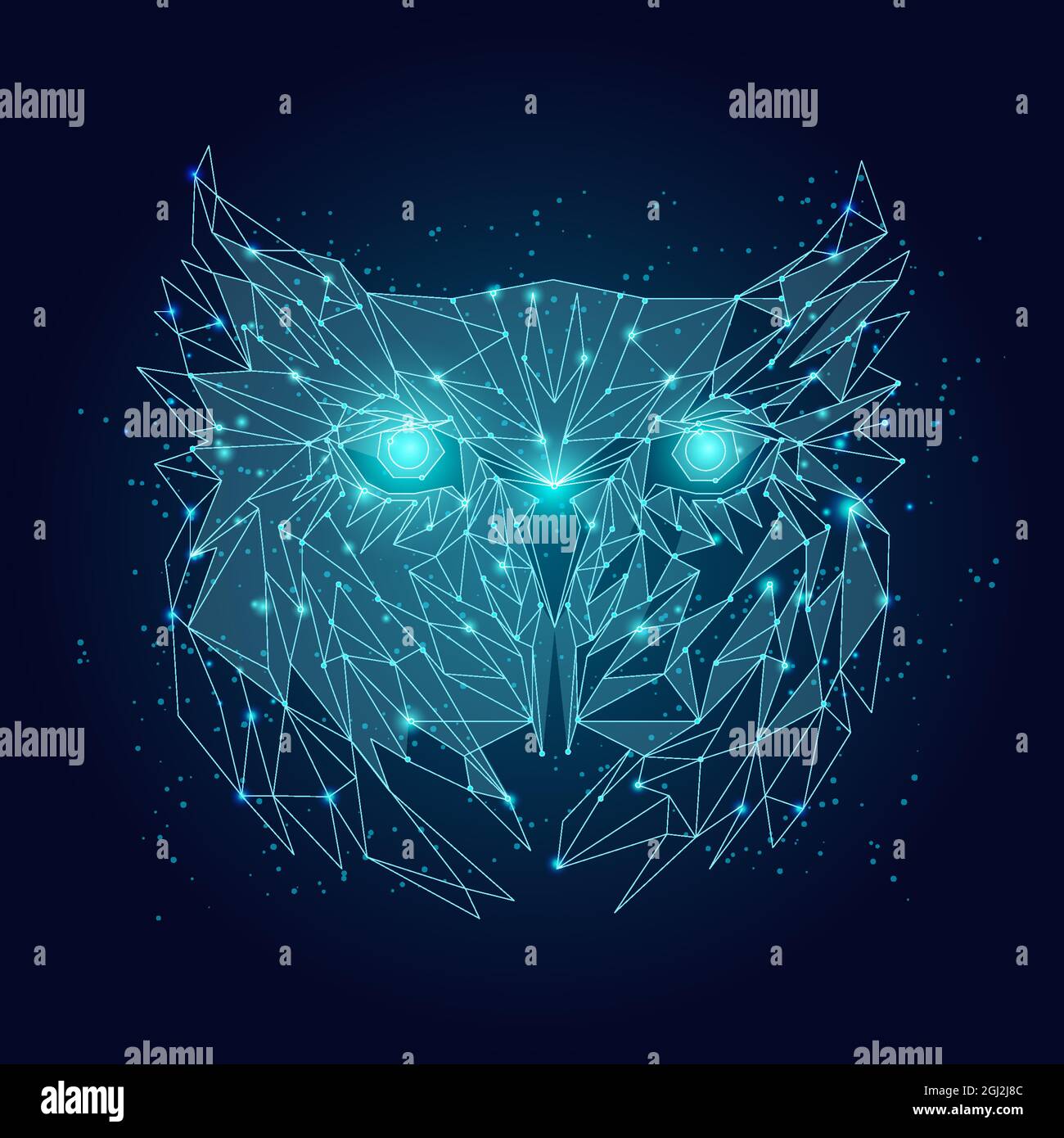 Abstract image of the head of an owl from geometric shapes. Mosaic of ...