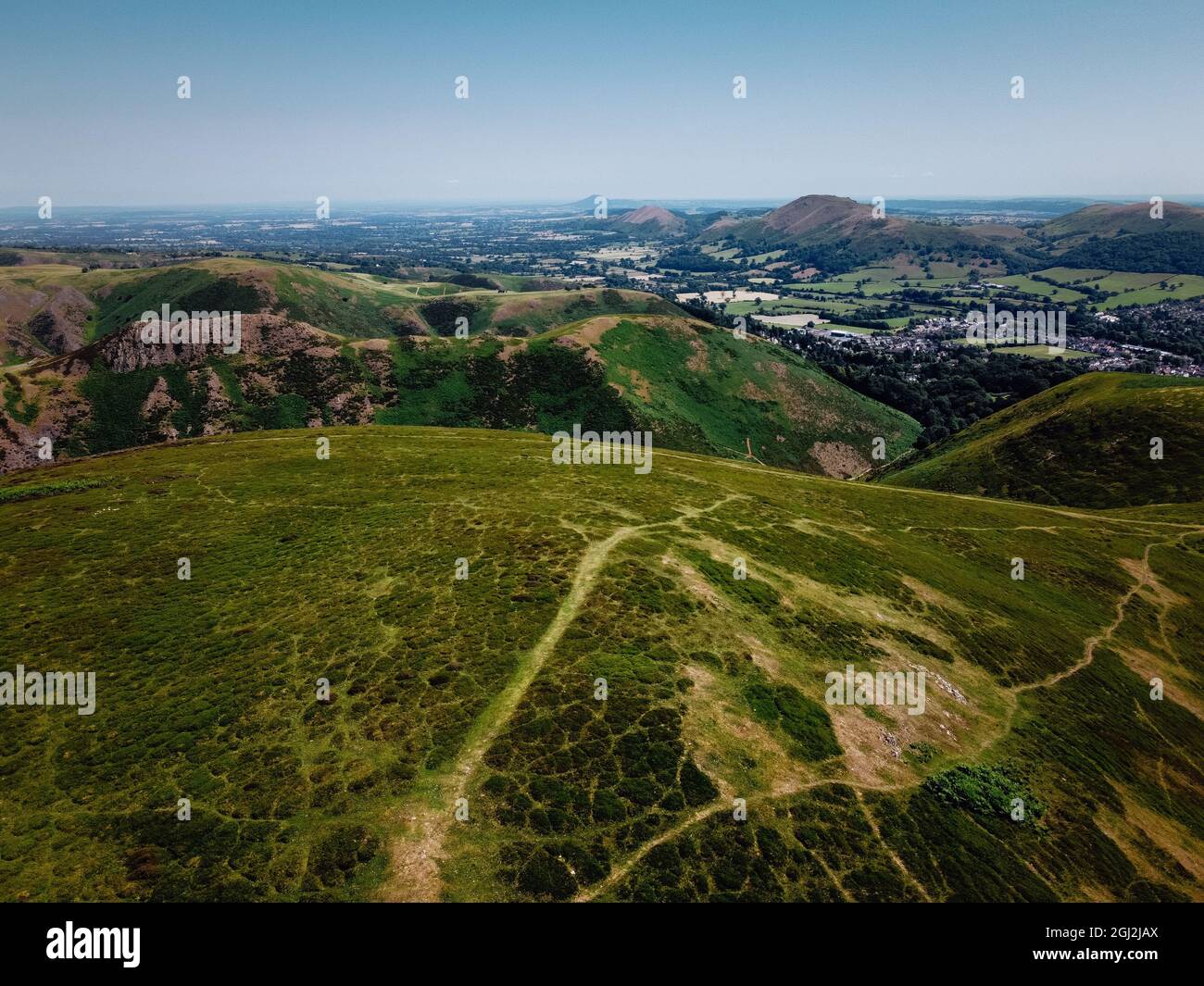 Hiking in Shropshire Hills in England , sunny weather and hot Stock ...
