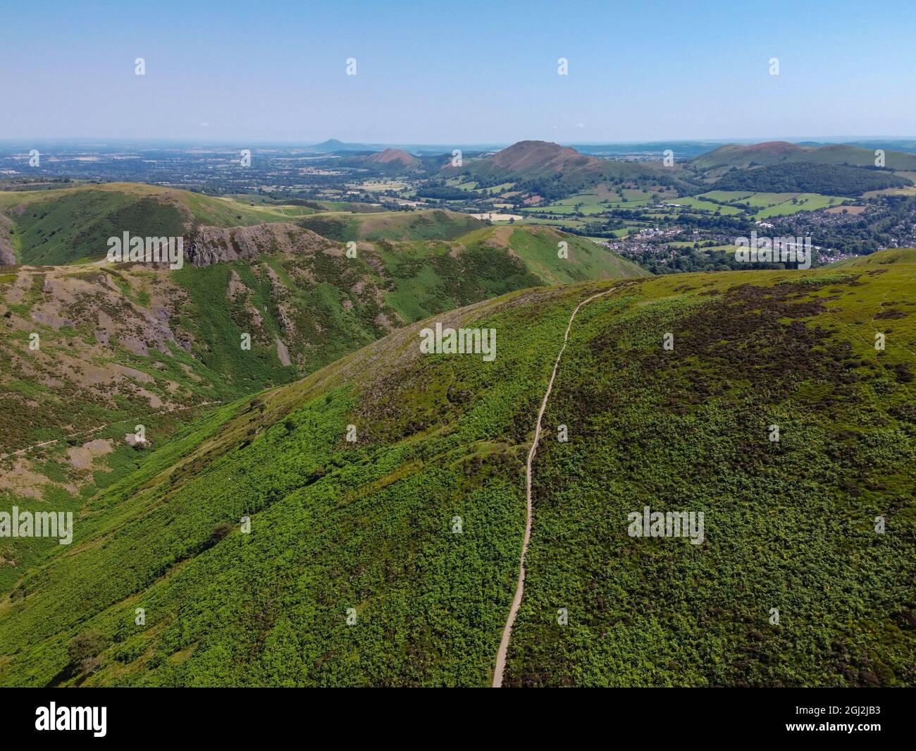 Hiking in Shropshire Hills in England , sunny weather and hot Stock ...