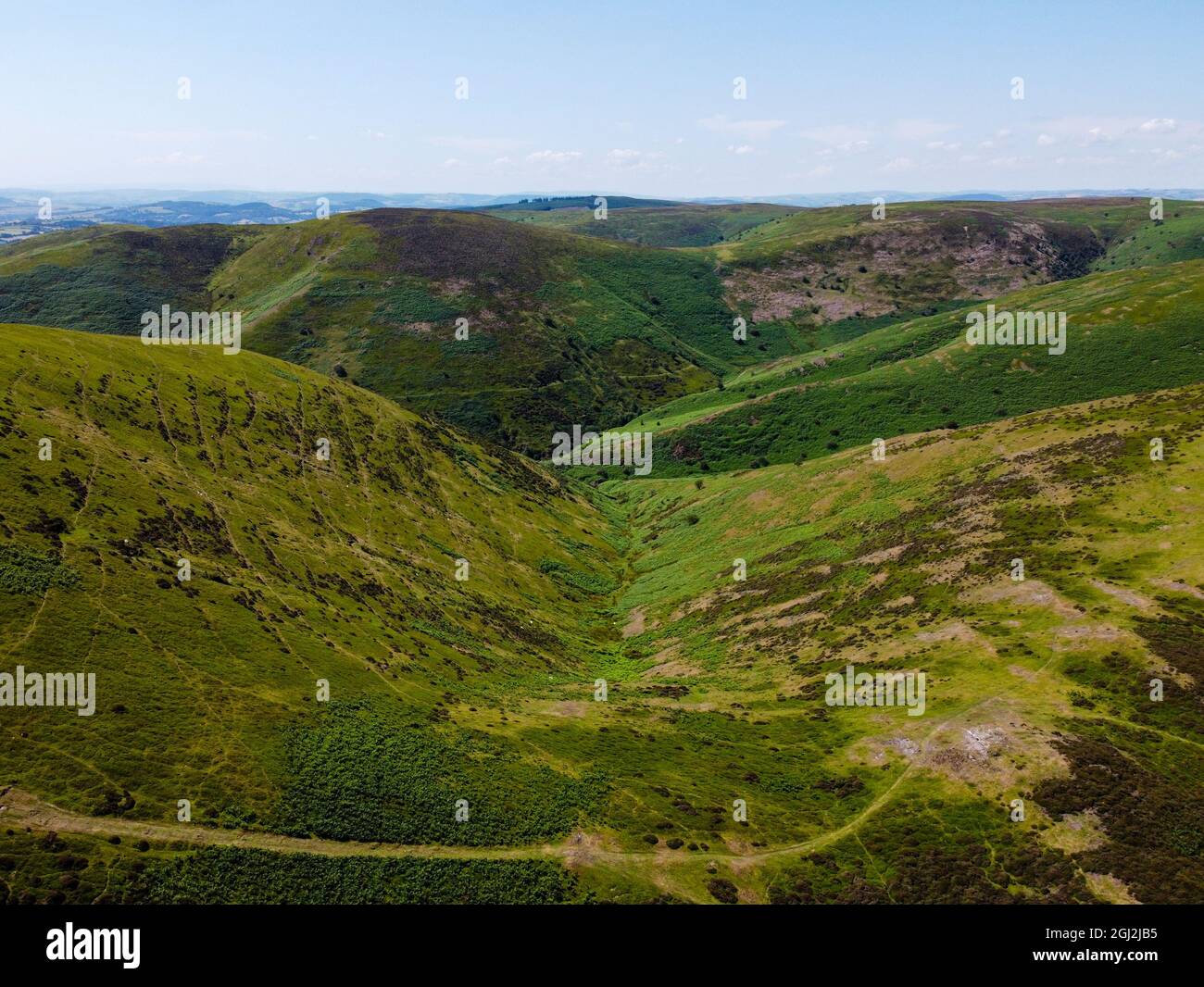 Hiking in Shropshire Hills in England , sunny weather and hot Stock ...