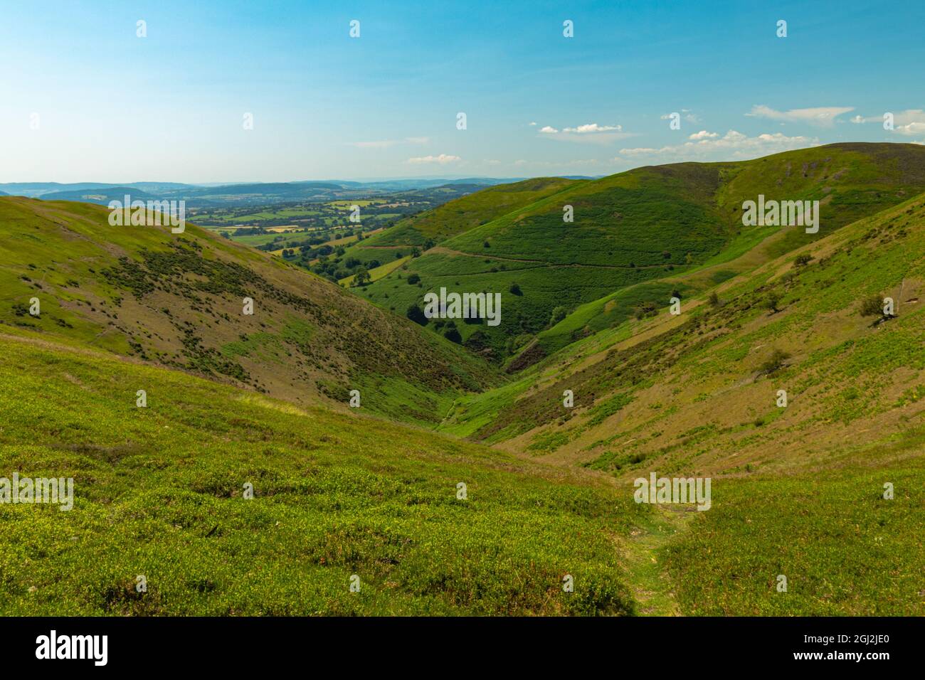 Hiking in Shropshire Hills in England , sunny weather and hot Stock ...