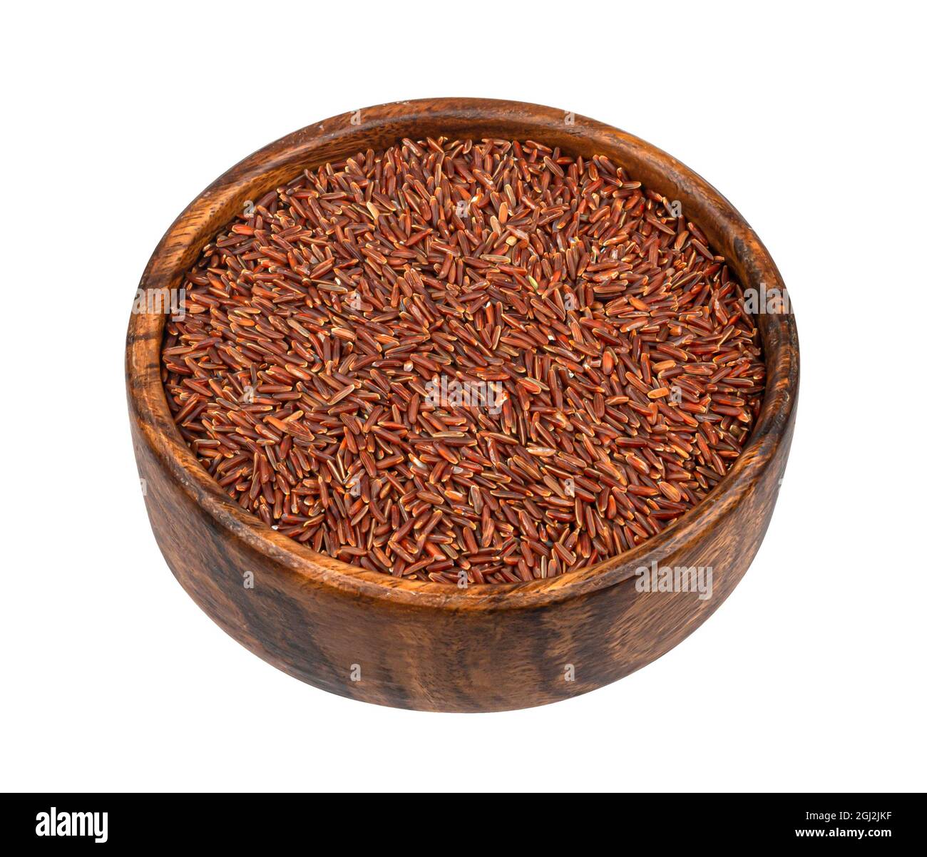 Red rice in wooden bowl isolated on white background Stock Photo - Alamy