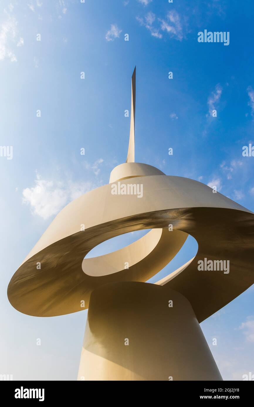 Sharjah, UAE - 09.07.2021 - Monument known as The Scroll that placed ...