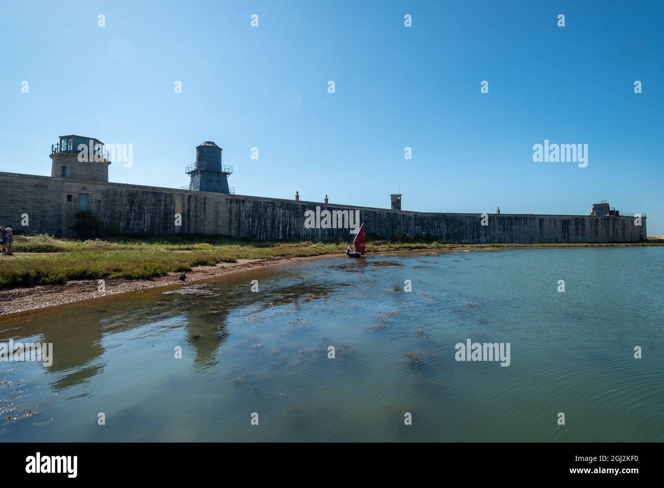 View of Hurst Castle, Henry VIII's Tudor castle, a historic tourist ...
