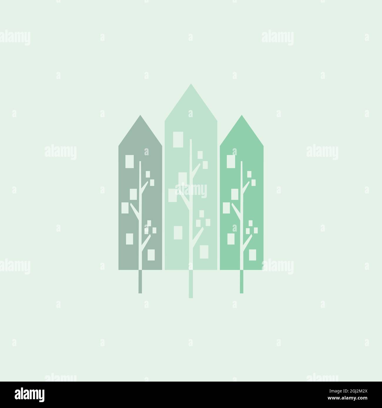 abstract tree apartment building logo icon flat design vector graphic ...