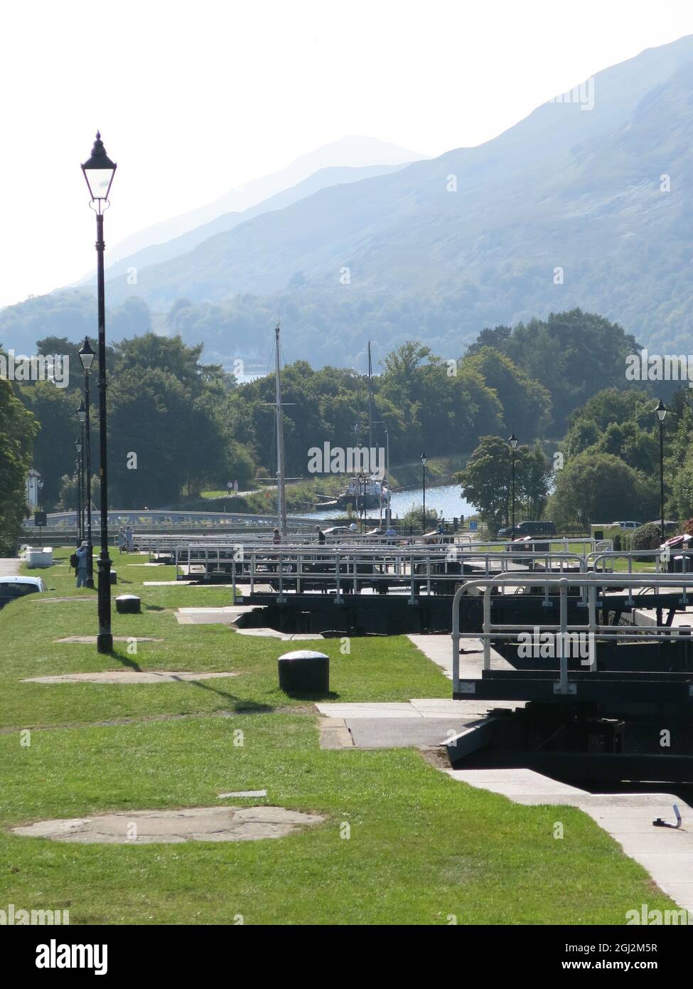 View looking down Neptune's Staircase, the flight of 8 locks on the ...