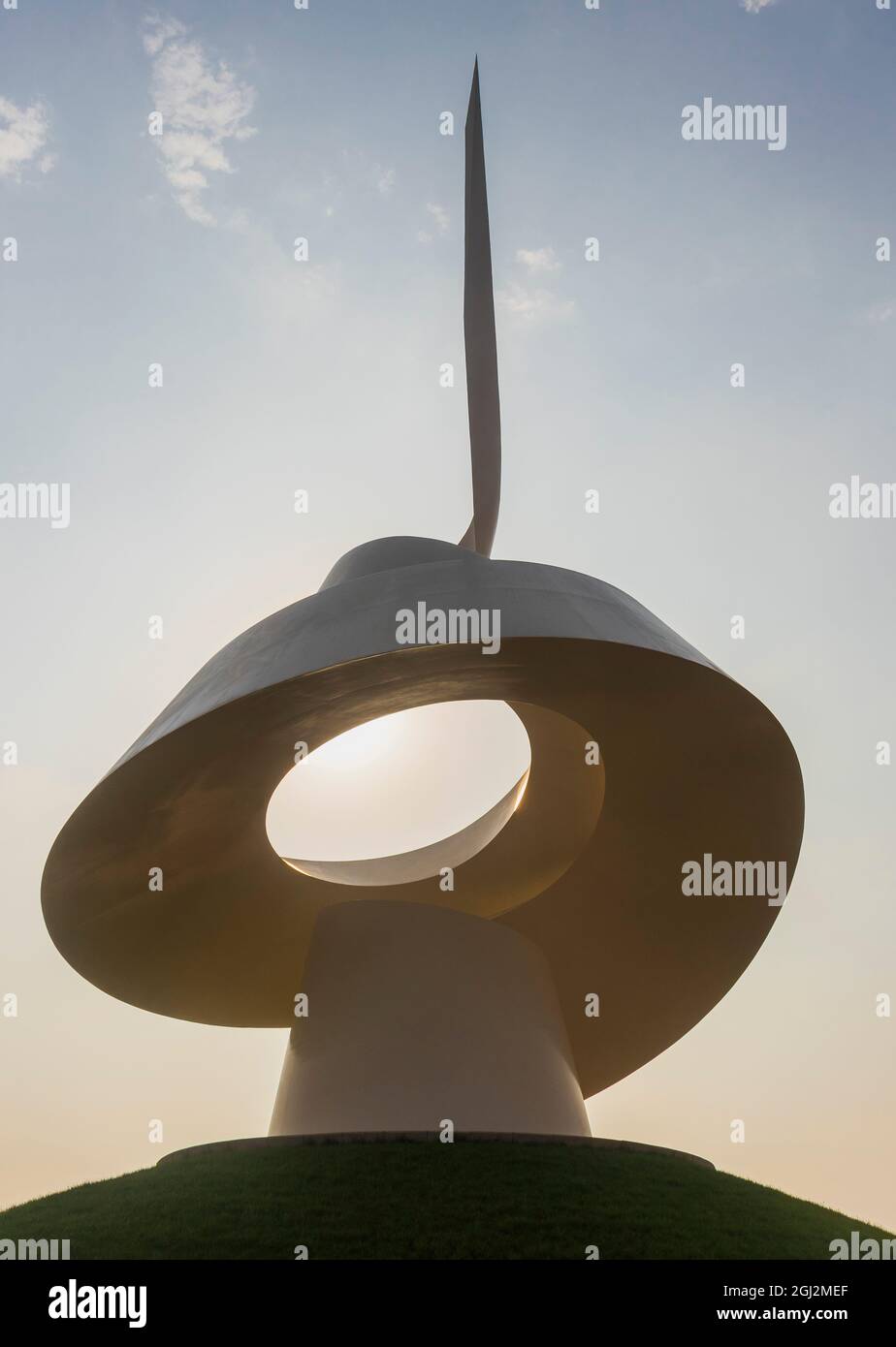 Sharjah, UAE - 09.07.2021 - Monument known as The Scroll that placed ...