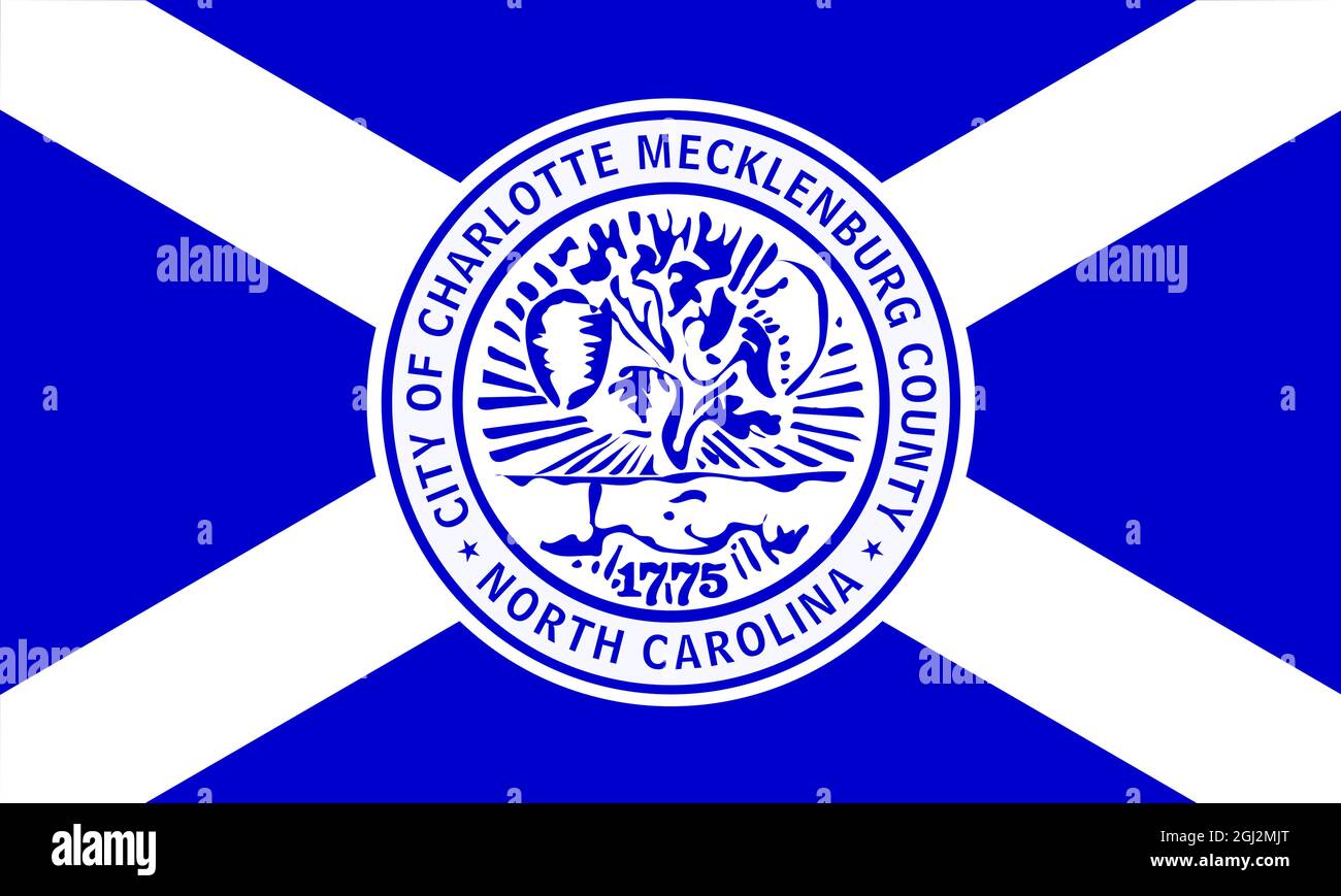 Top view of Blue flag Charlotte ,USA flag, no flagpole. Plane design ...