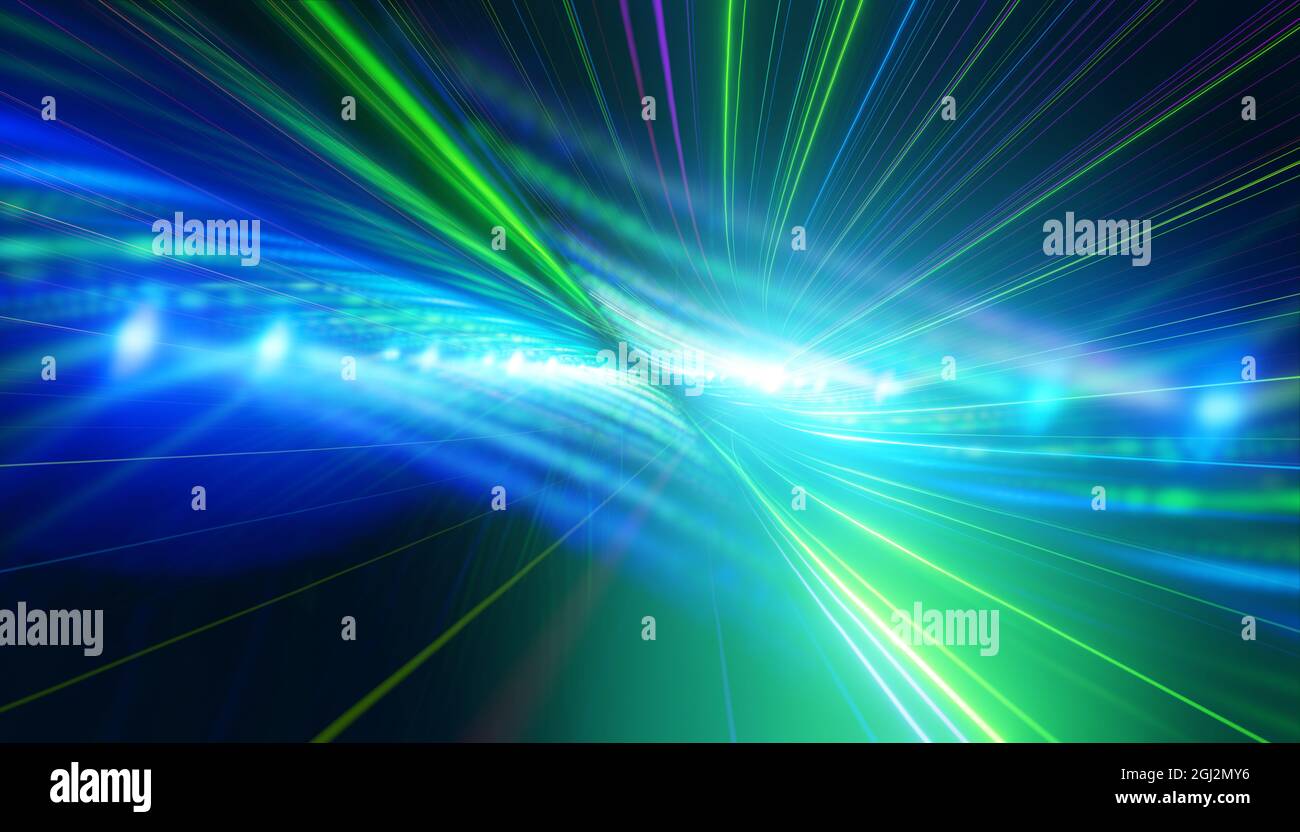 Abstract green laser lights tunnel hi-res stock photography and images ...