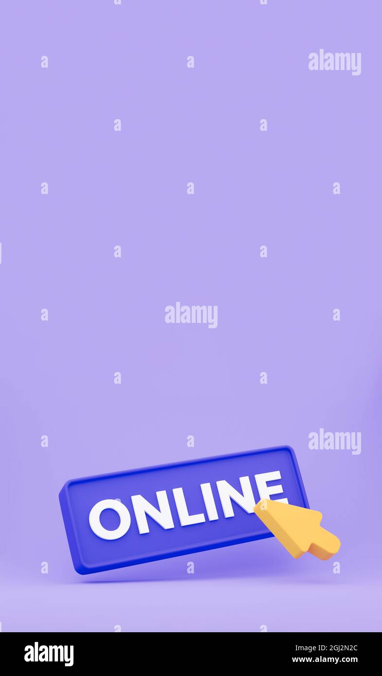 3d Cursor Clicks the online Button. vertical minimal concept isolated ...