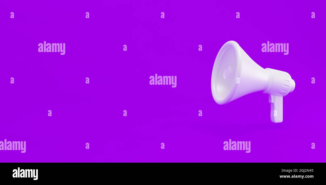 3d realistic white plastic megaphone with shadow and copy space ...