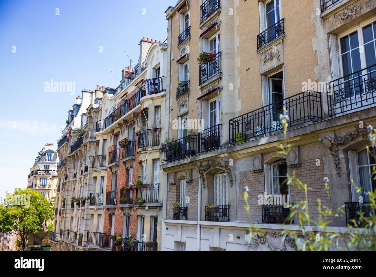 Beautiful buildings with balconies in Paris. France Stock Photo - Alamy