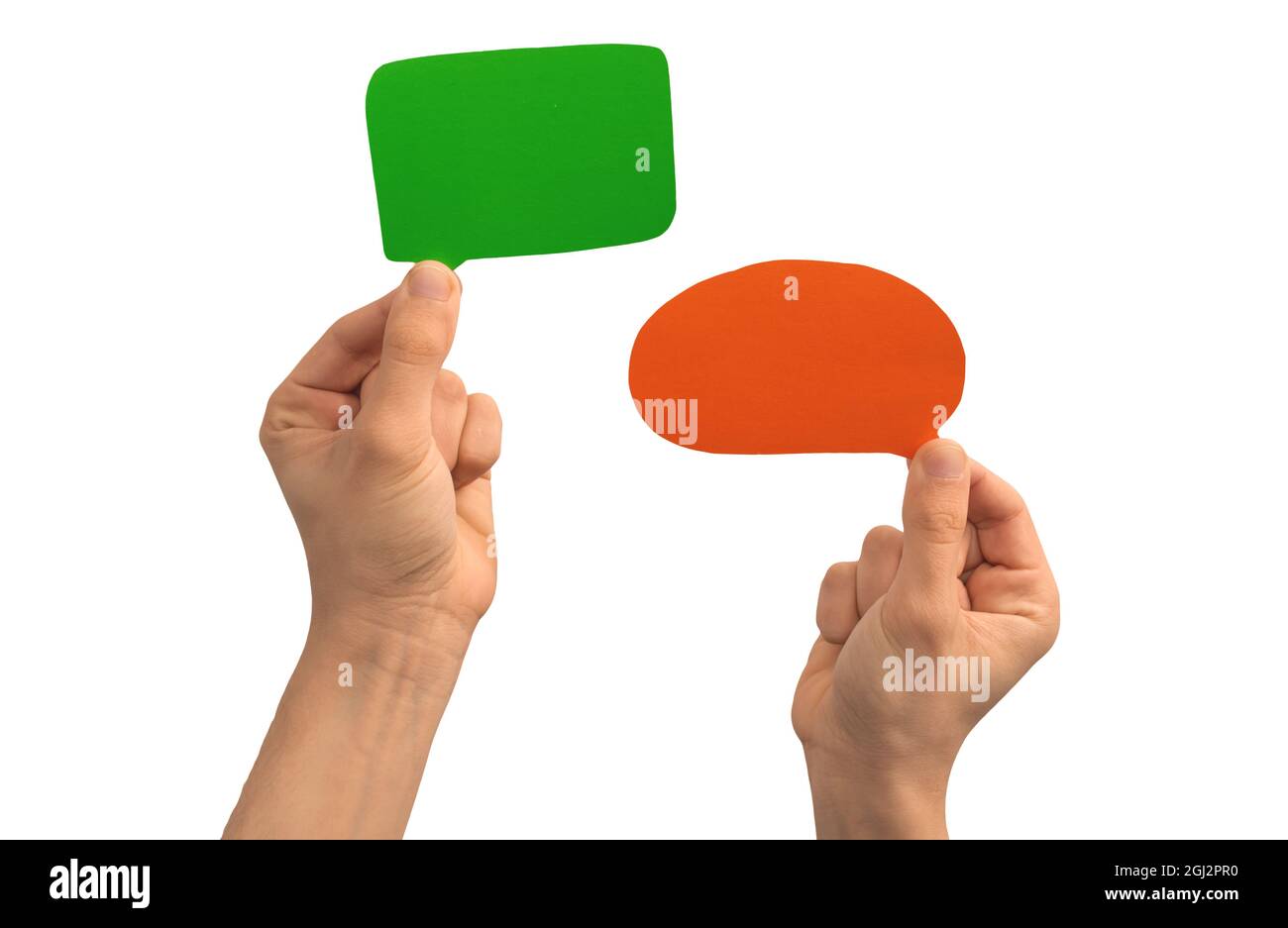 Text message mockup in male hands isolated on a white background Stock ...