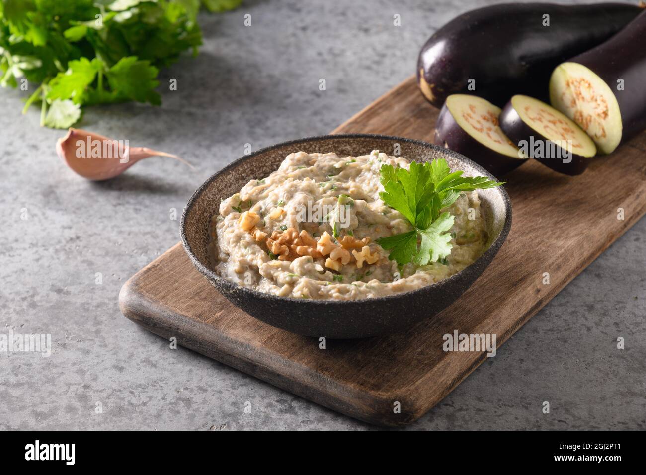 Baba ganoush Levantine cuisine appetizer made from baked eggplant with ...