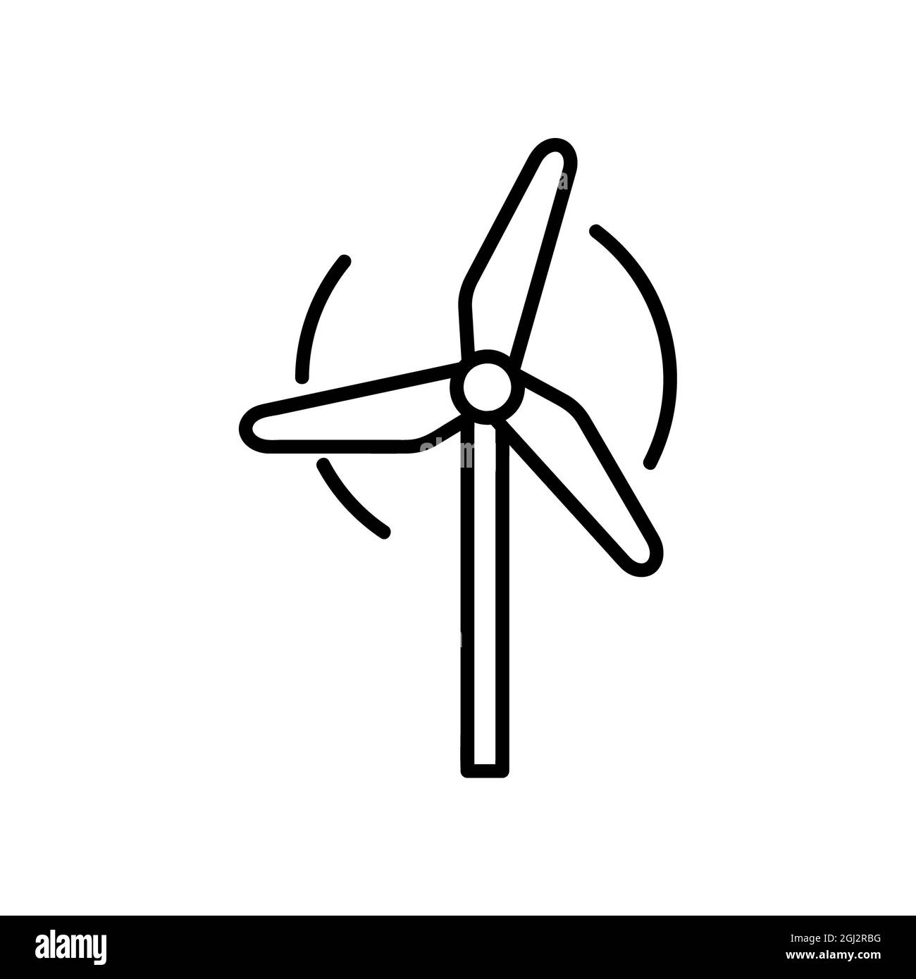 Wind turbine flat icon. Pictogram for web. Line stroke. Isolated on ...