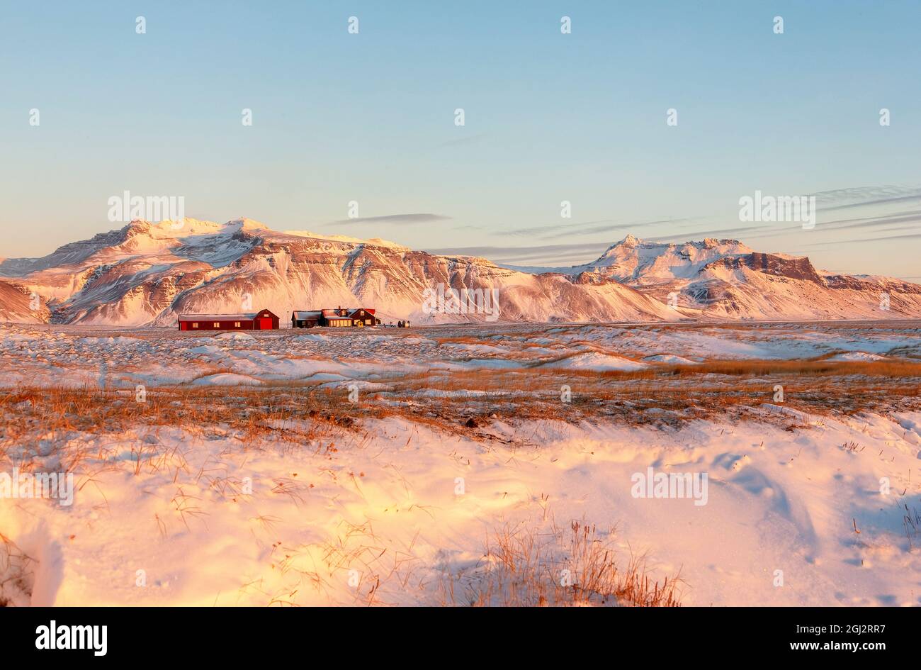 A Farm in Front of the volcano eyjafjallajökull, Iceland, Europe in ...
