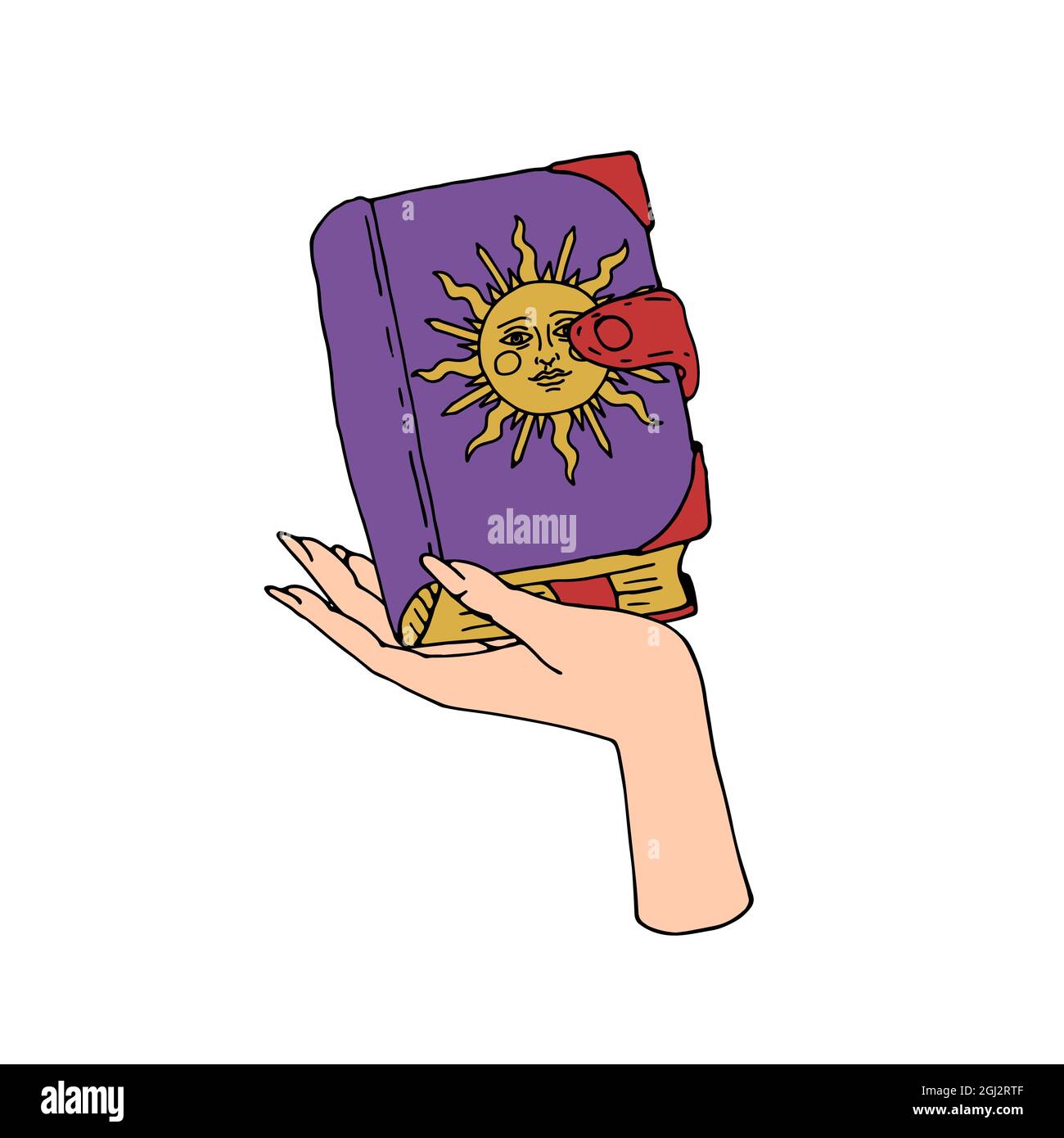 Vintage Gold and Black Mystic Spell Book with sun on cover in female ...