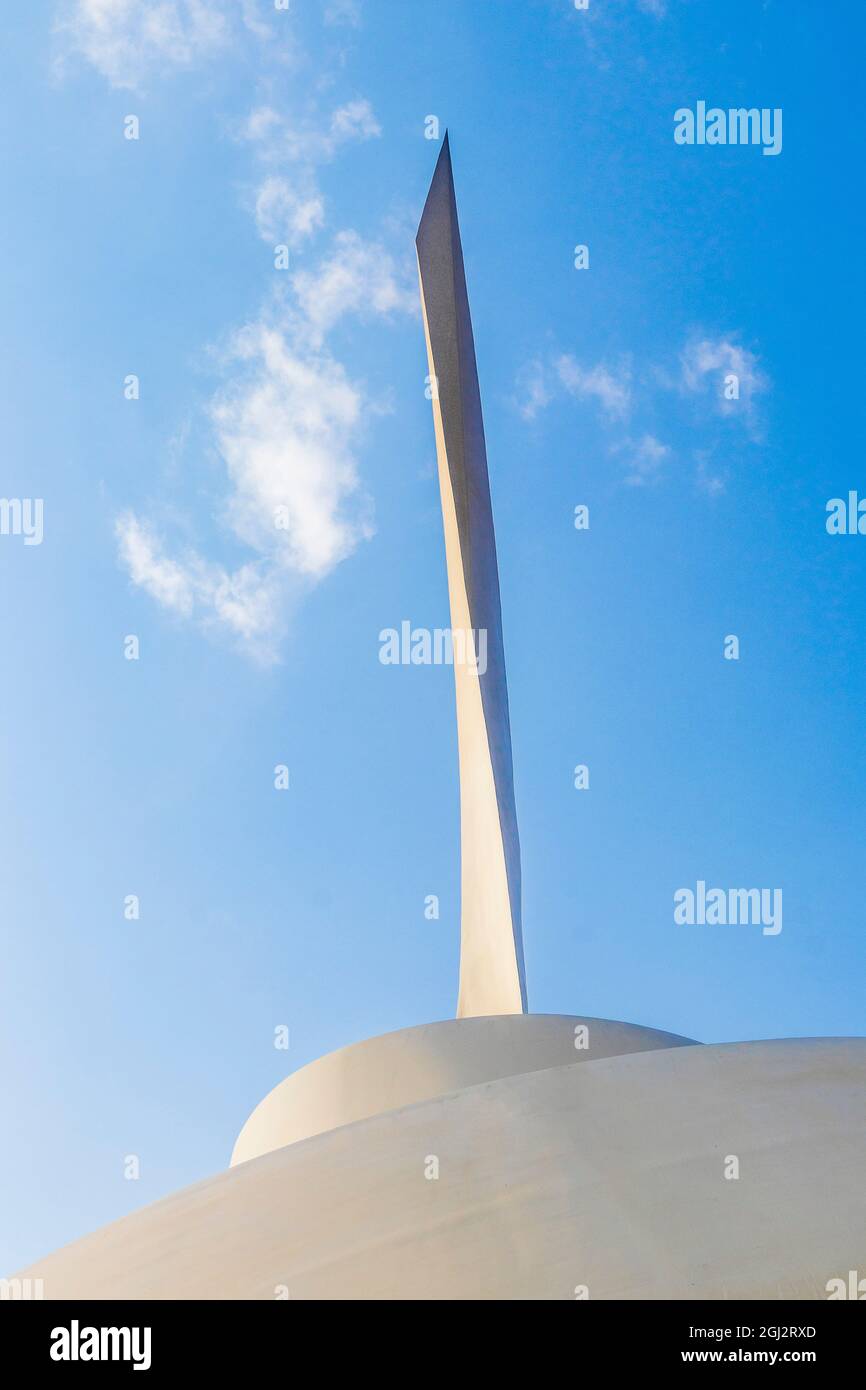 Sharjah, UAE - 09.07.2021 - Monument known as The Scroll that placed ...