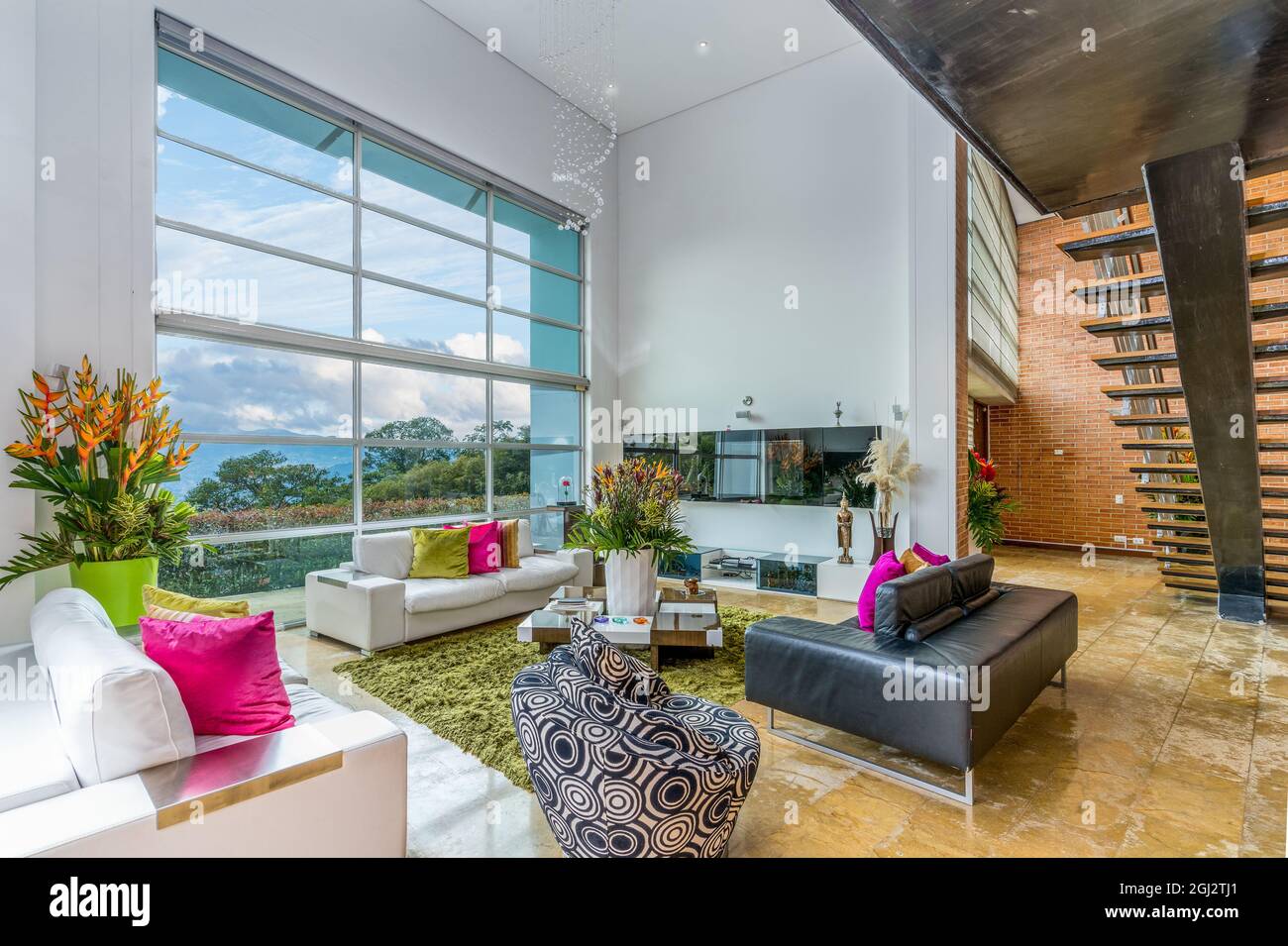 MEDELLIN, COLOMBIA - Jul 16, 2021: A beautiful modern colorful living ...