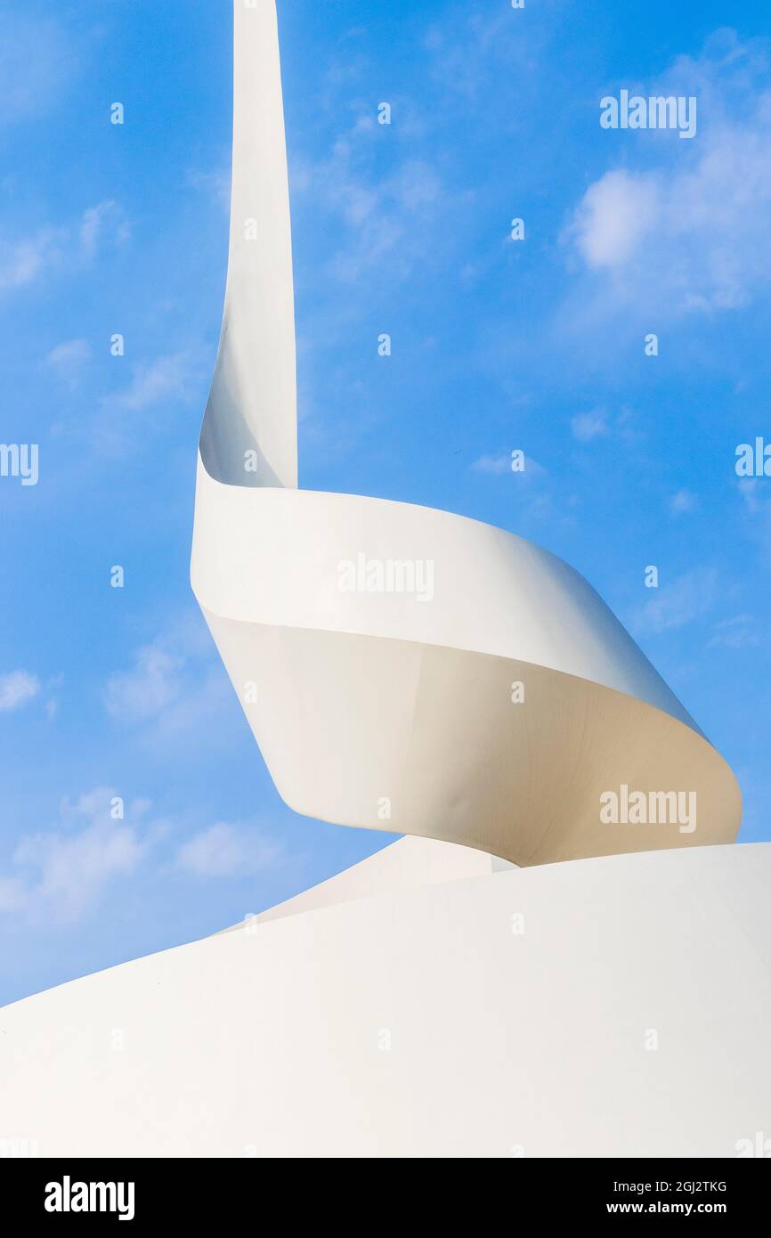 Sharjah, UAE - 09.07.2021 - Monument known as The Scroll that placed ...